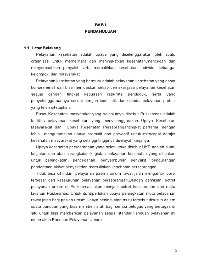 Isi Panduan Pelayanan Umum-1 | PDF