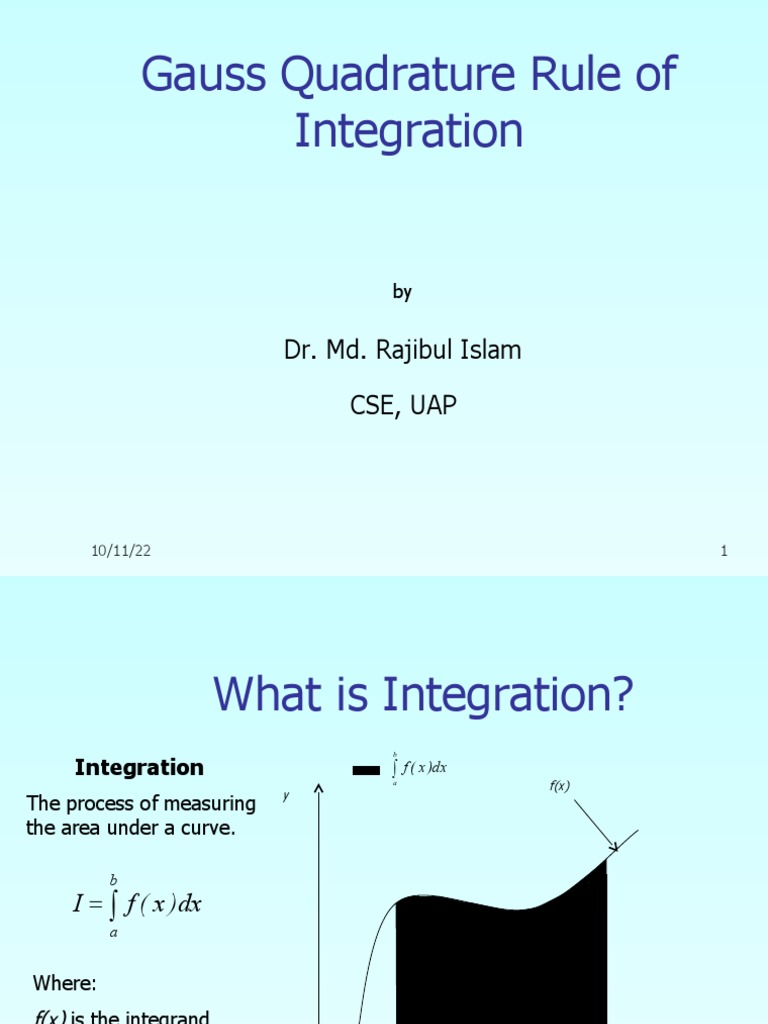 Gauss Quadrature Integration Guide | PDF | Integral | Calculus