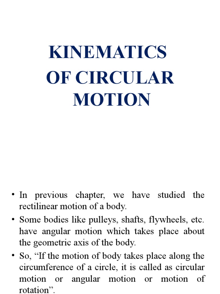 Kinematics of Circular Motion Explained | PDF
