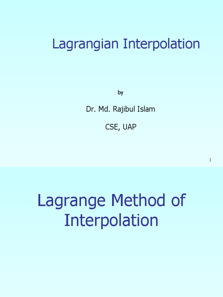3 Lagrange Method Pdf Interpolation Numerical Analysis 