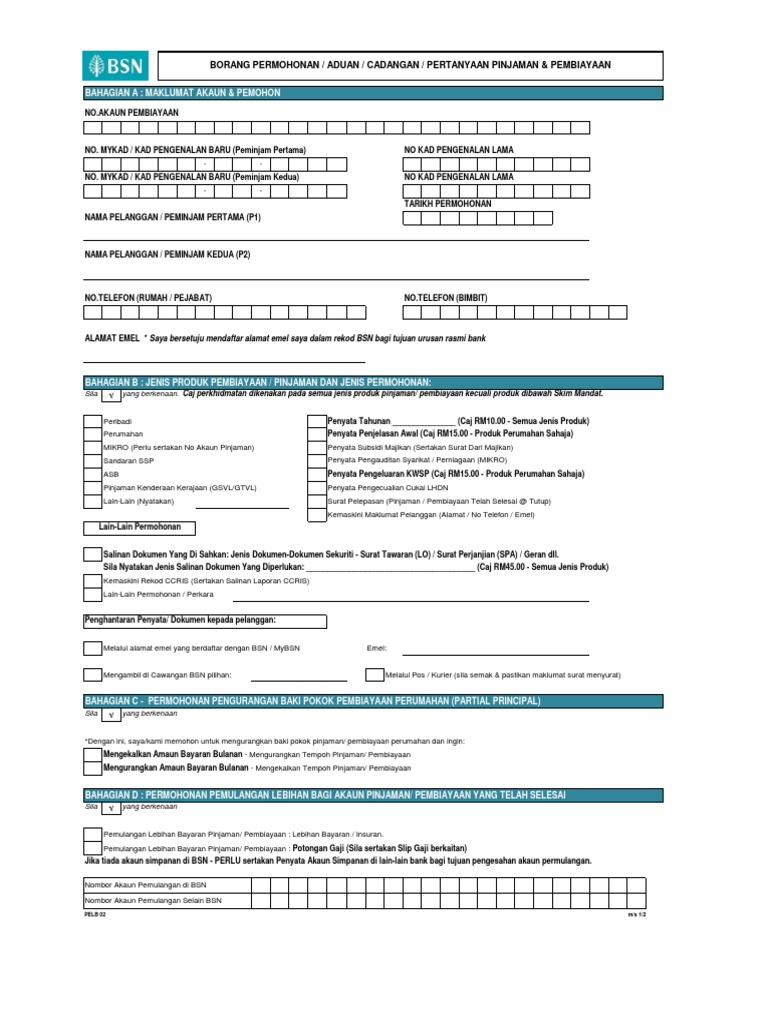 Borang Permohonan JOK - PELB 02 | PDF