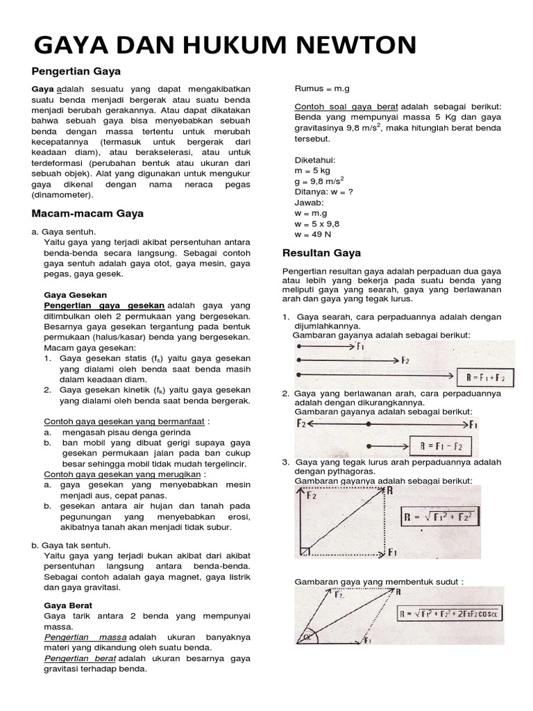Gaya Dan Hukum Newton | PDF