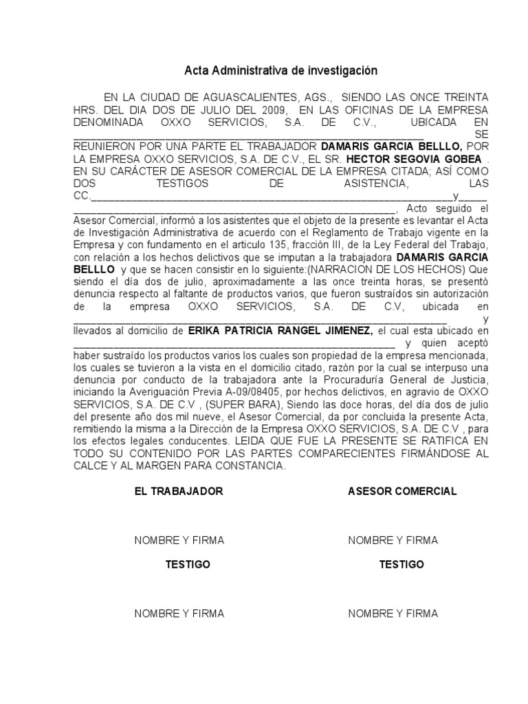 ACTA ADMINISTRATIVAS Laboral | PDF