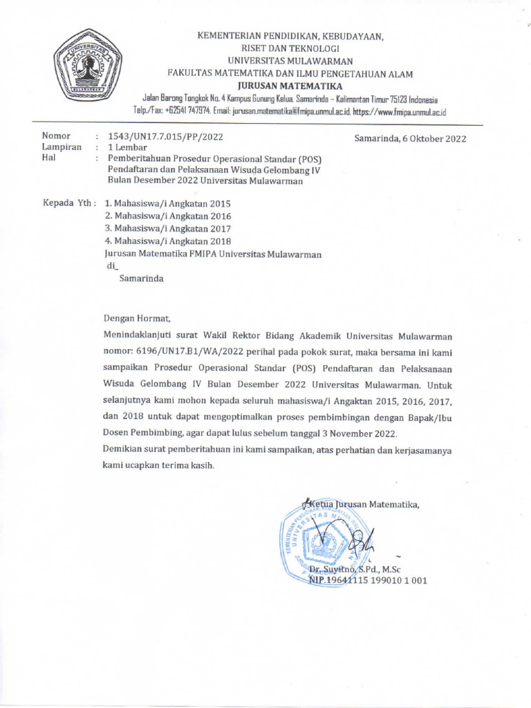 1543.surat Pemberitahuan Wisuda | PDF
