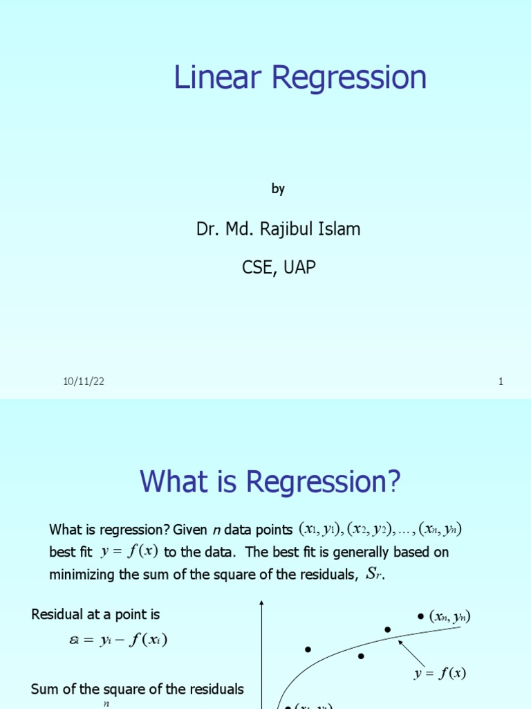 1 - Linear Regression | PDF | Errors And Residuals | Regression Analysis