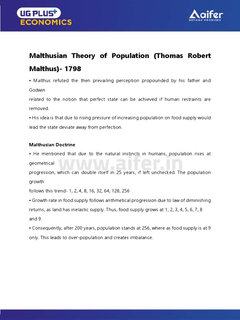 Malthusian Theory of Population | PDF | Economic Growth | Economics