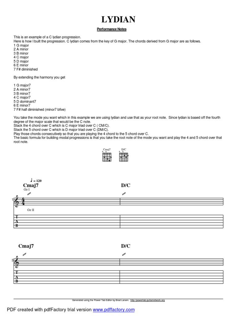 Lydian | PDF | Chord (Music) | Mode (Music)