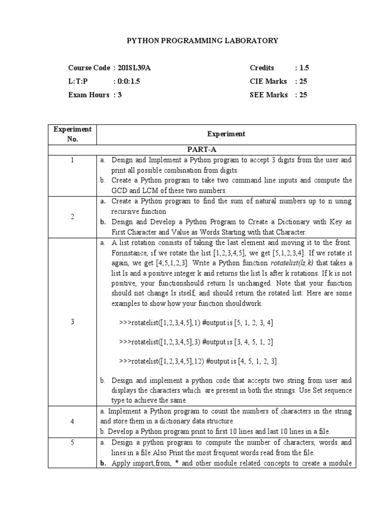 Python Programming Laboratory Syllabus Download Free Pdf Programming Computer Program 