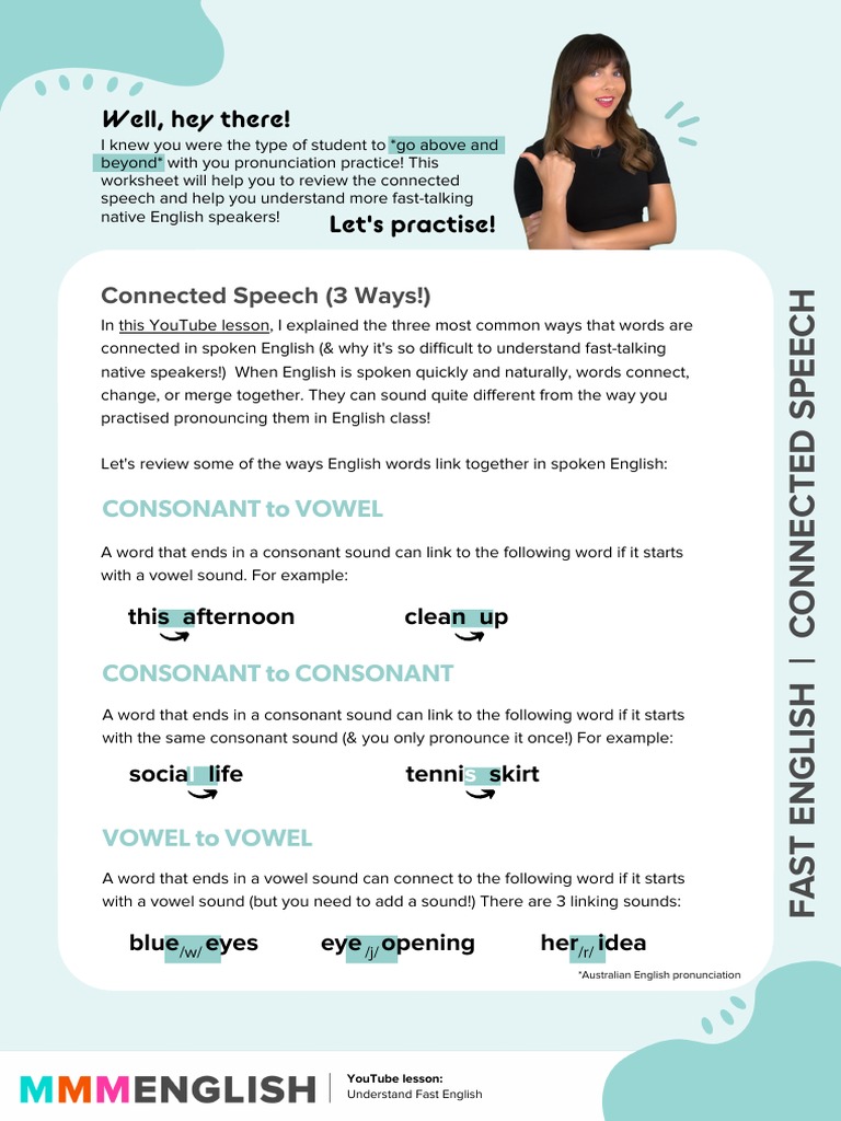 Fast English - Connected Speech - Workbook Practice | PDF | English Language | Consonant