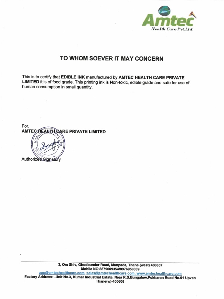 Food Grade Declaration | PDF