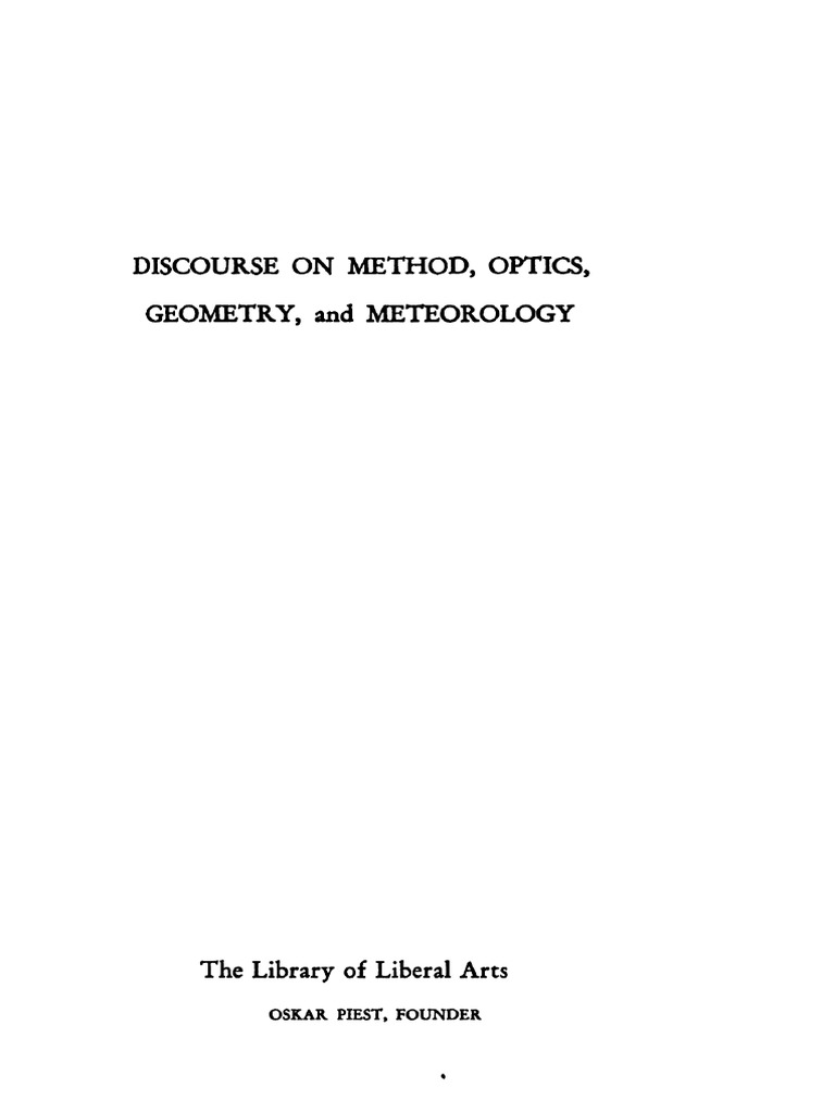 Discourse On Method, Optics, Geometry, and Meteorology by René ...