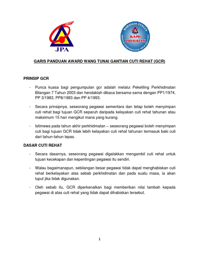 Panduan Pengiraan GCR dan Cuti Rehat | PDF | Bisnis
