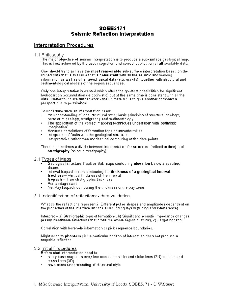 Seismic Interpretation Techniques Guide | PDF | Contour Line ...