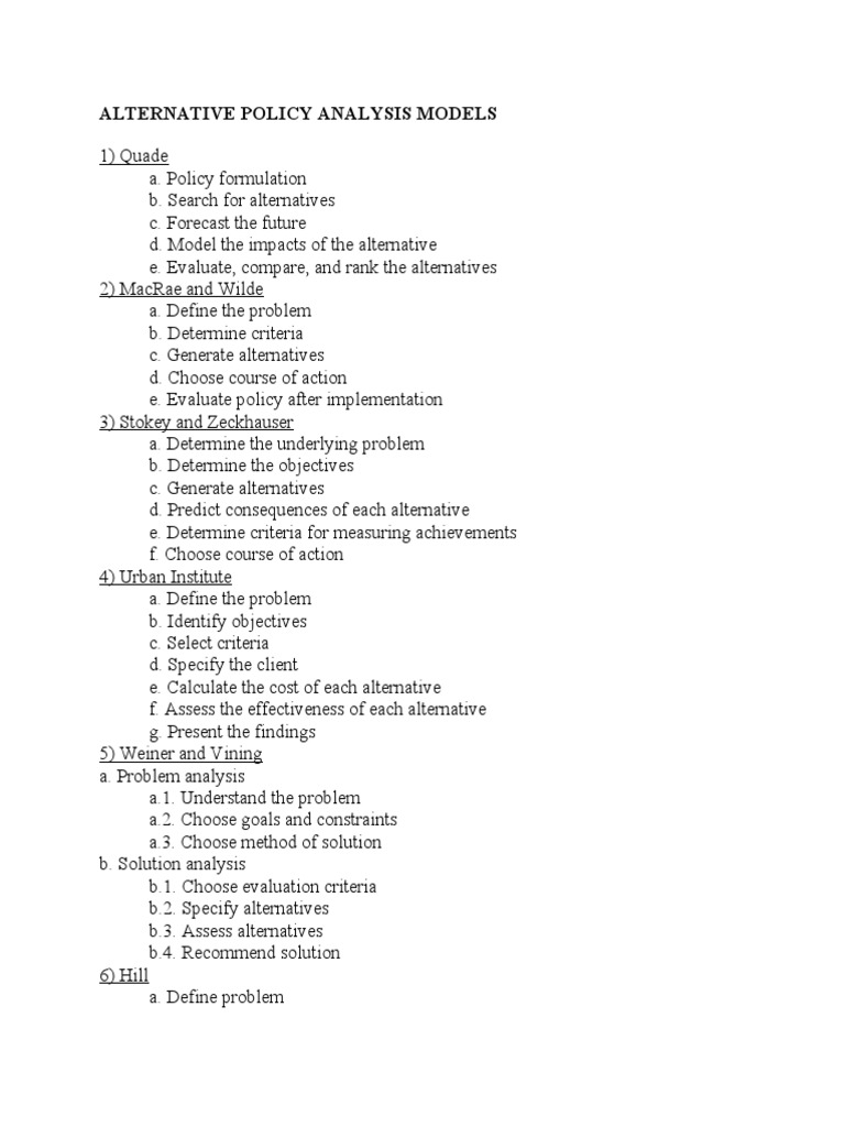 Policy Analysis Models Guide | PDF | Policy Analysis | Policy