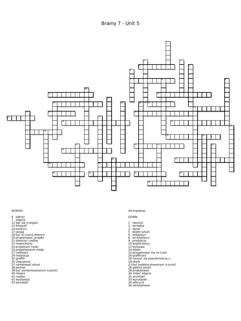 Unit5 Krzyżówka | PDF