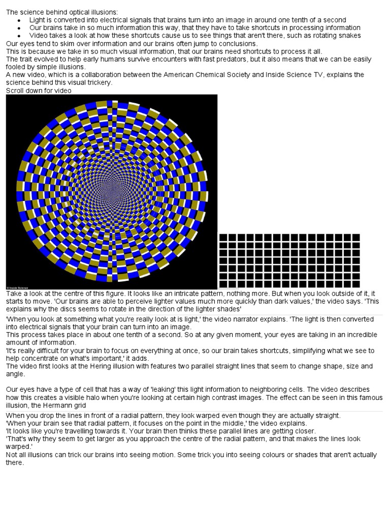 Science of Optical Illusions Explained | PDF | Eye | Visual Perception