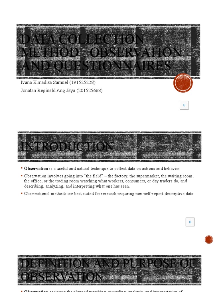 Data Collection Method Presentation Salinan | PDF | Questionnaire | Survey Methodology