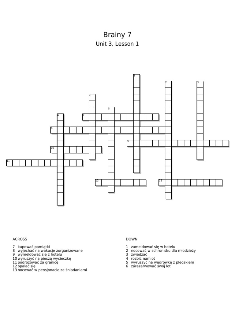 Unit 3.lesson 1-Crossword' | PDF