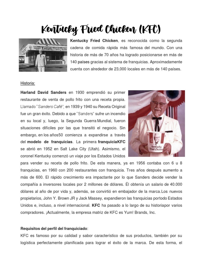 La historia del éxito mundial de Kentucky Fried Chicken y sus ...