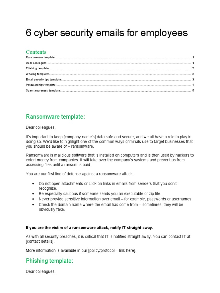 6 Cyber Security Emails For Employees DeskAlerts | PDF | Phishing ...
