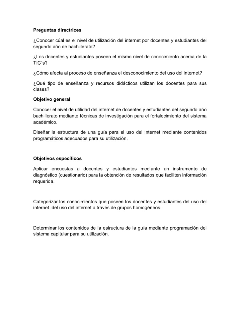 Preguntas Directrices | PDF