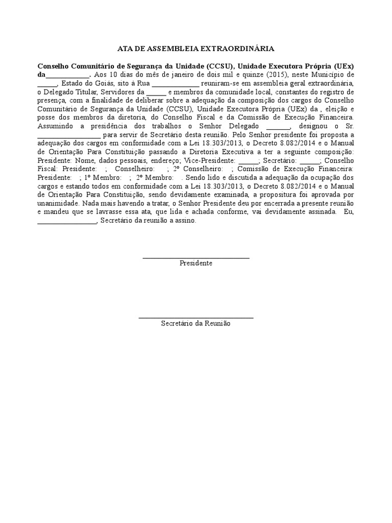 Modelo Ata Substituicao de Membro Novo | PDF | Direito