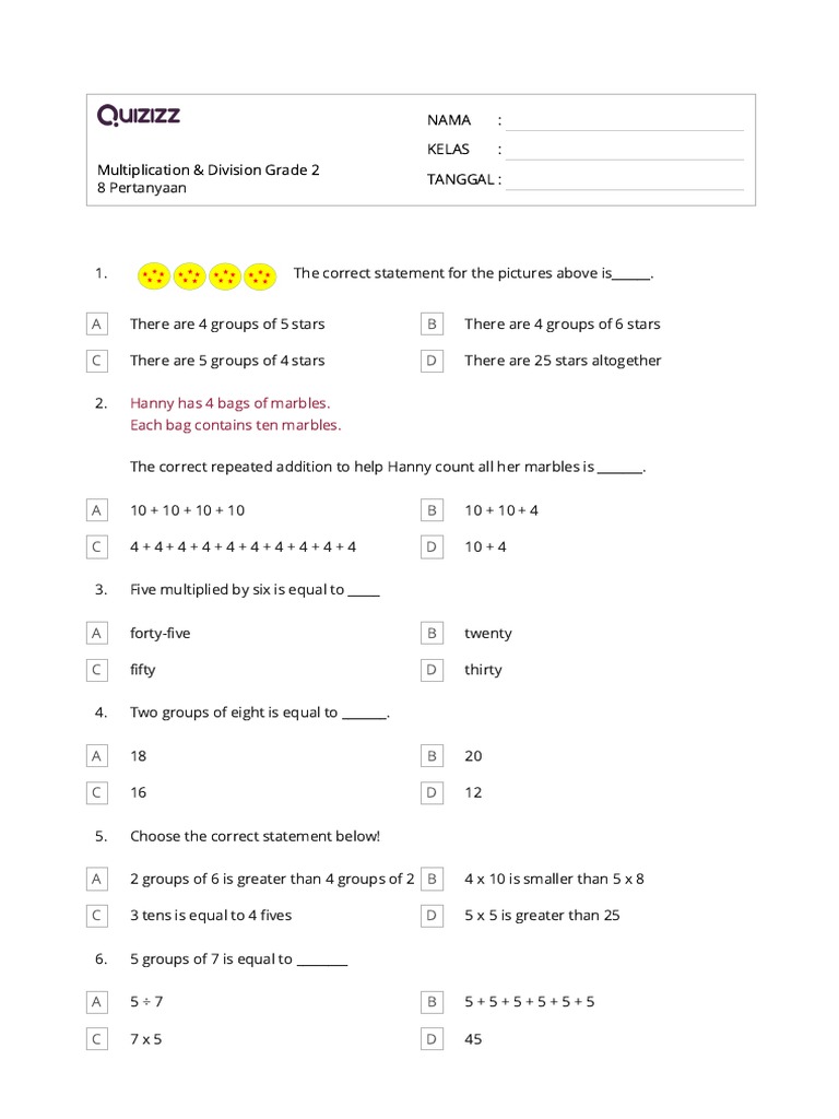 Multiplication & Division Grade 2 | PDF
