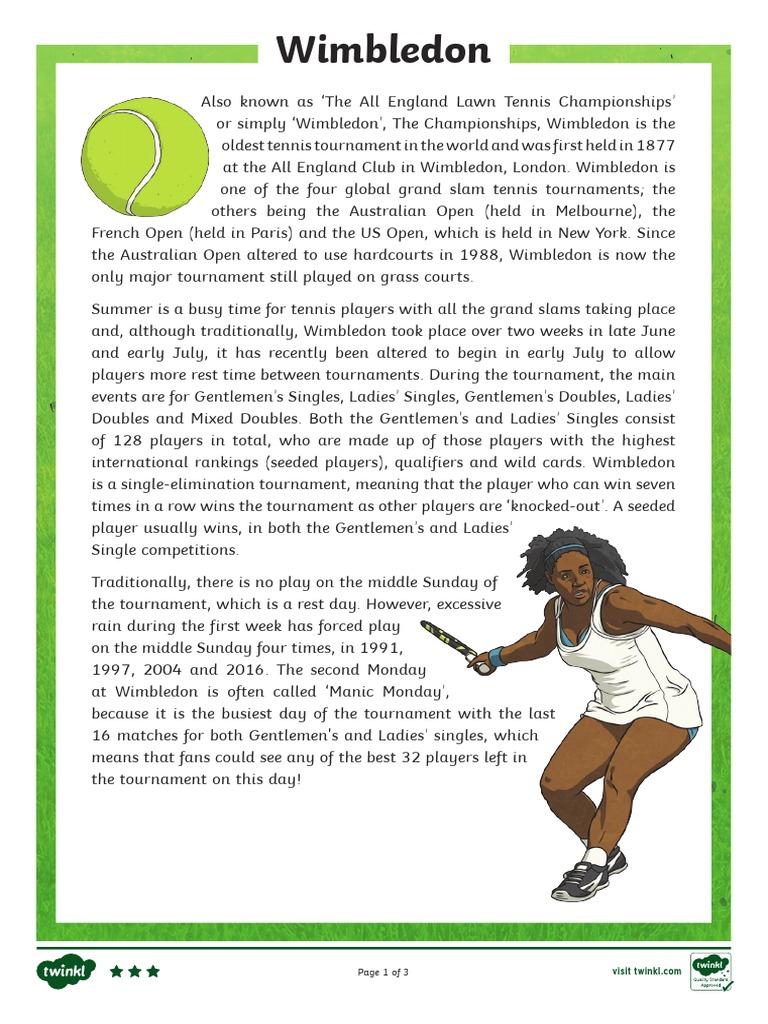 P5 Reading Exercise 65 | PDF | The Championships, Wimbledon | Entertainment