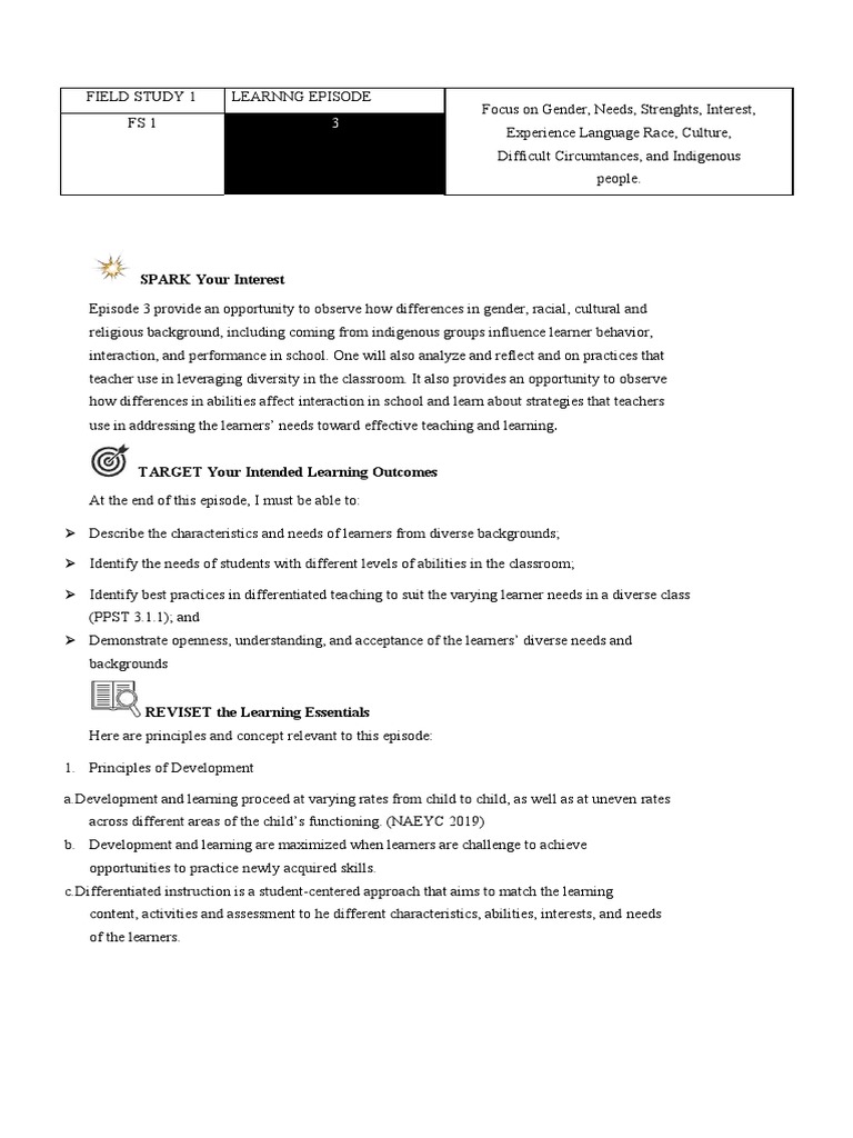 MODULE3 FS1 Mahinay | PDF | Learning | Differentiated Instruction