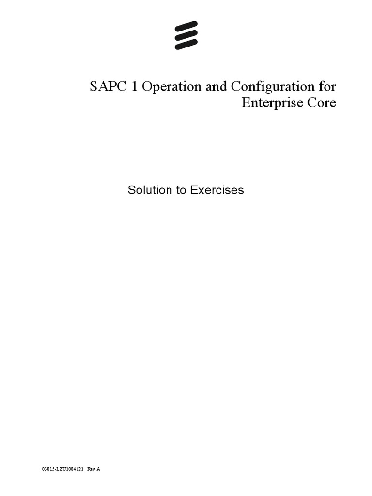 SAPC 1 Operation and Configuration For Enterprise Core: Solution To ...