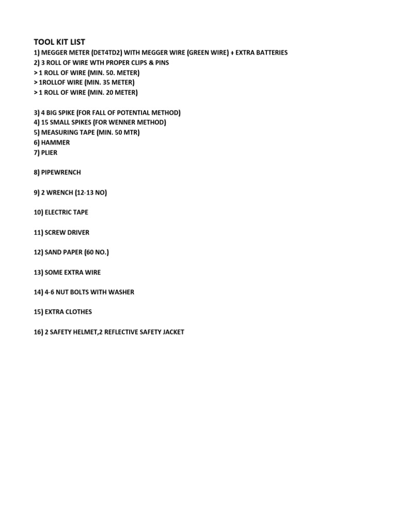 Tool Kit List | PDF | Computers | Technology & Engineering