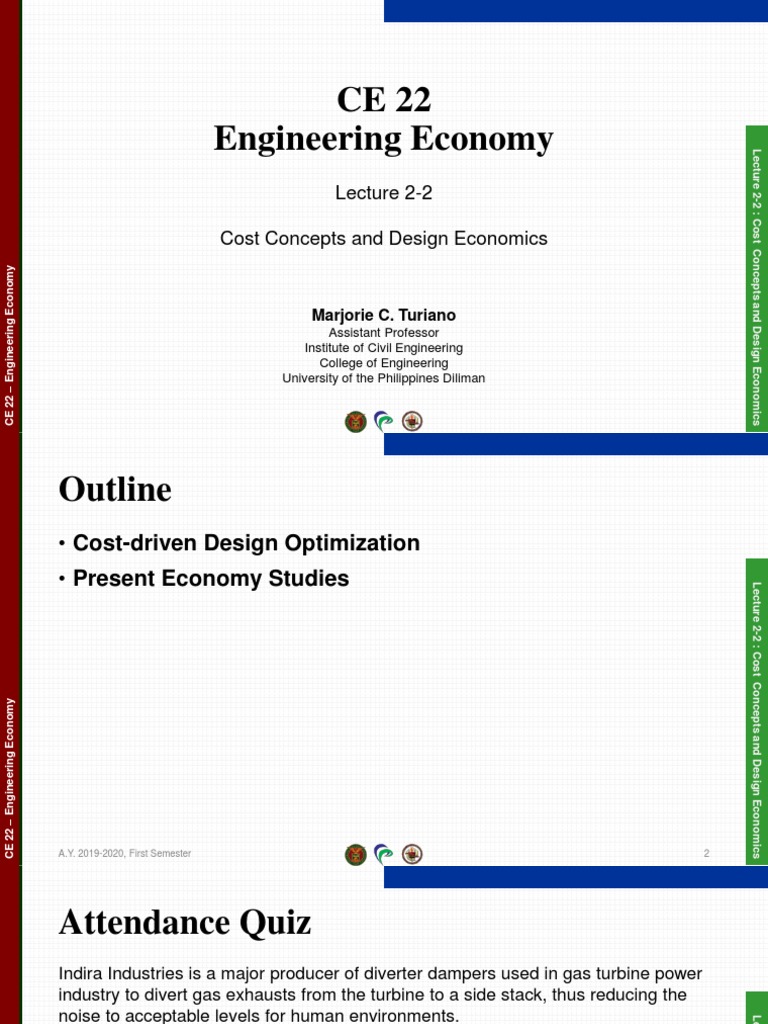 CE 22 Lecture 2-2 Cost-Driven Design Optimization and Present Economy Studies | PDF ...