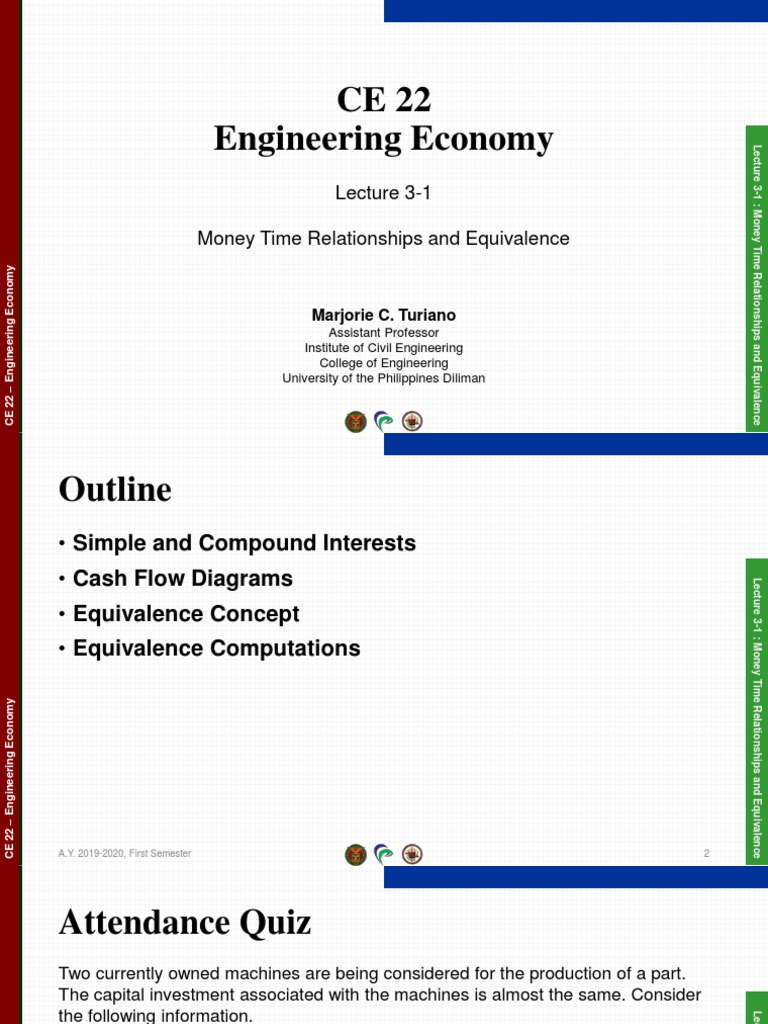CE 22 Lecture 3-1 Simple and Compound Interest, Single Cash Flows | PDF ...