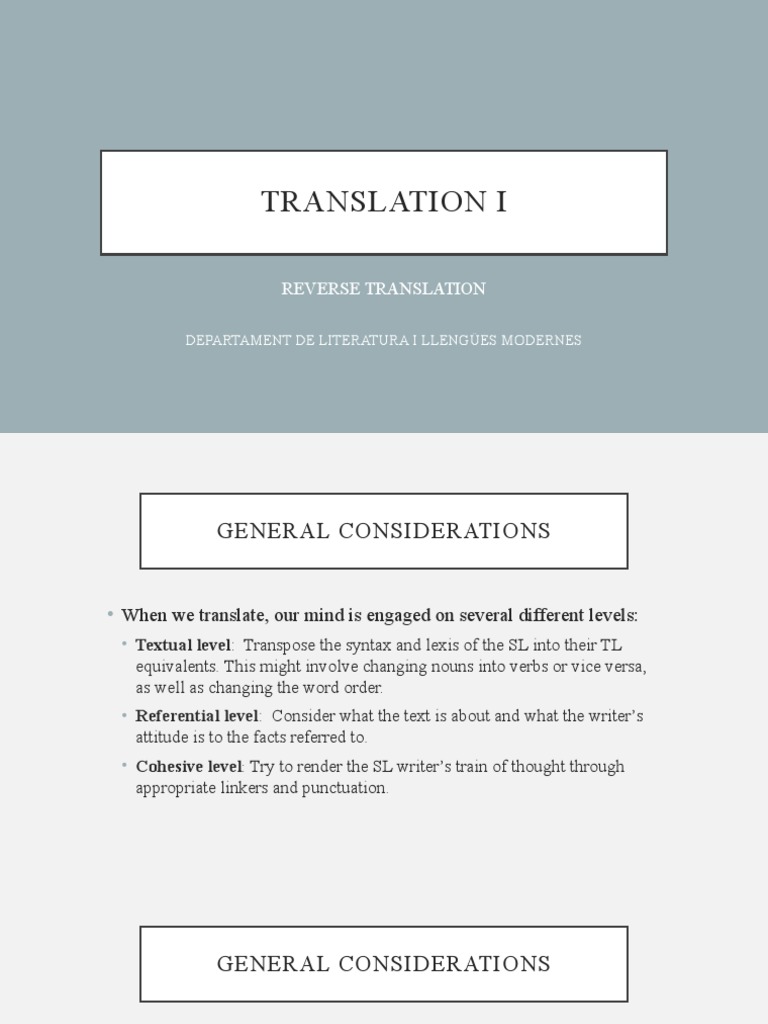 Reverse Translation | PDF | English Language | Translations