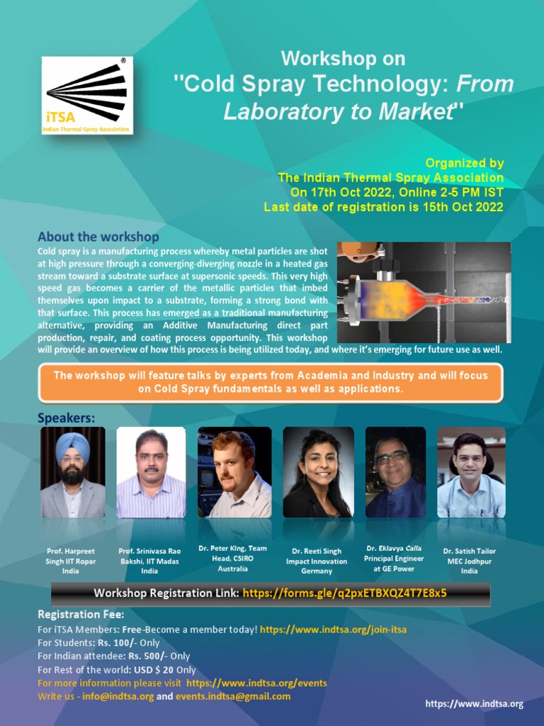 Workshop On Cold Spray Technology | PDF | Business | Technology & Engineering