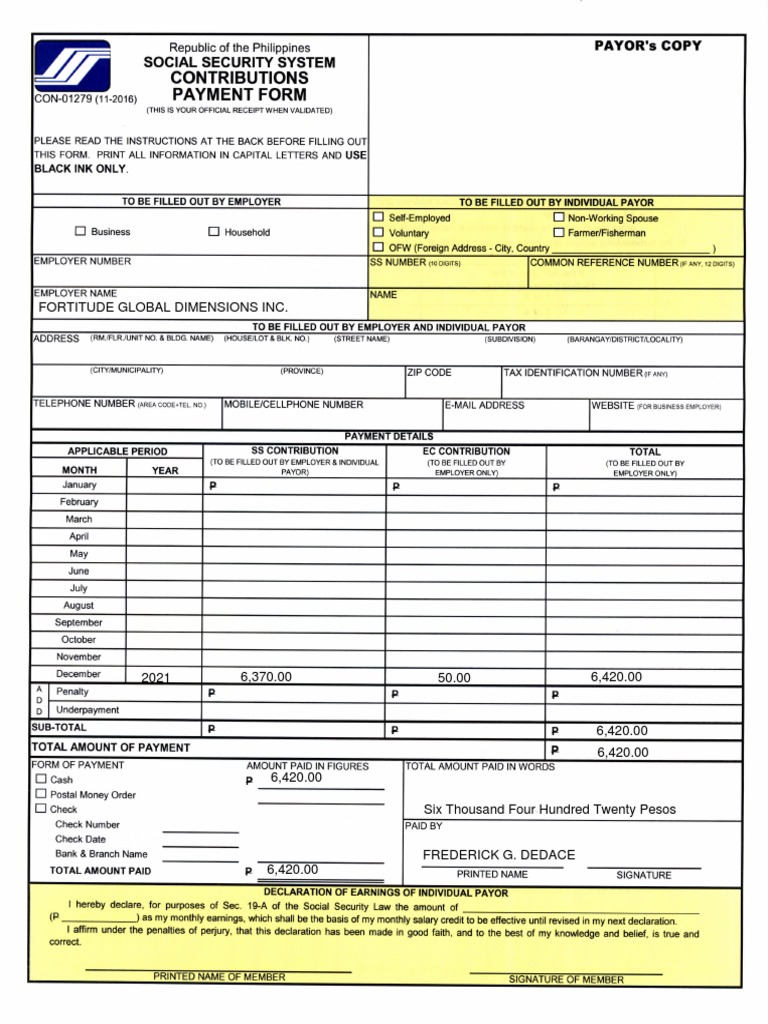 SSS - Contribution - Blank Form | PDF | Business | Finance & Money ...