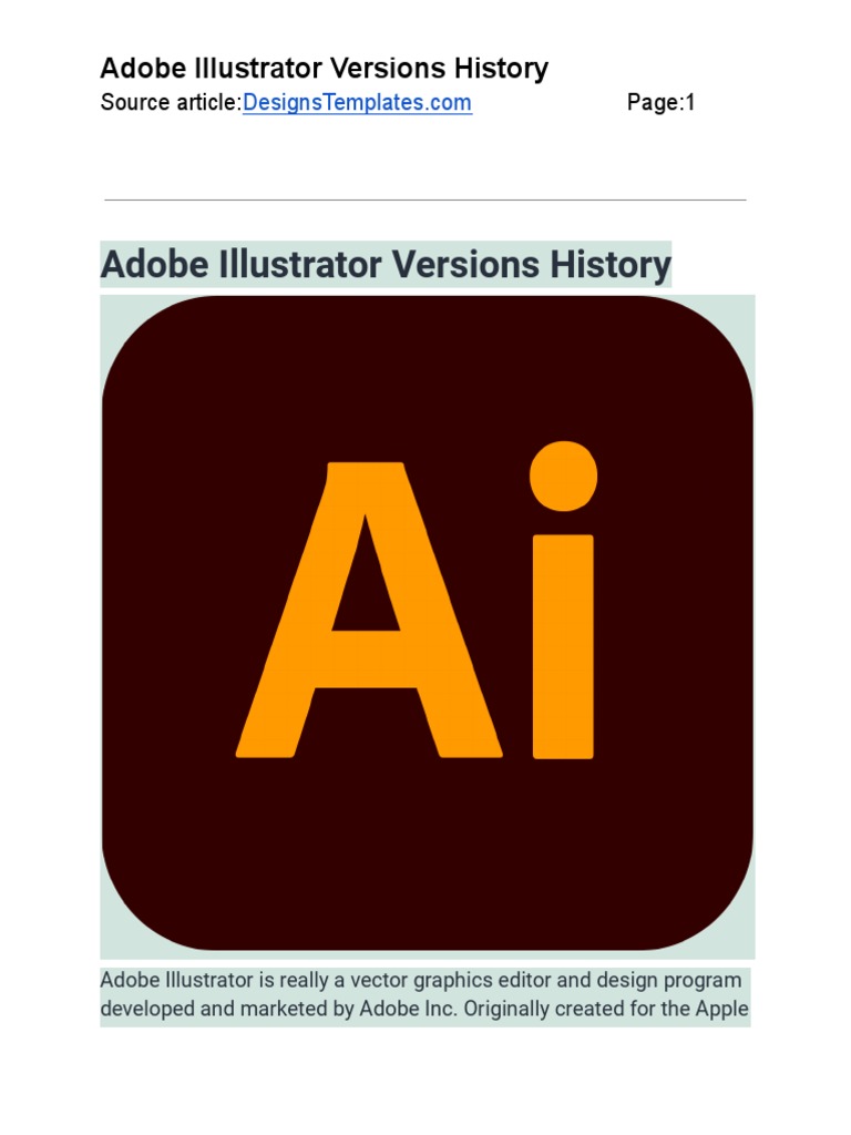 Adobe Illustrator Version History | PDF | Adobe Illustrator | Graphic ...