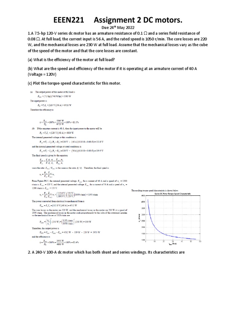 DC Motor Analysis for EE Students | PDF | Electric Motor | Electrical ...