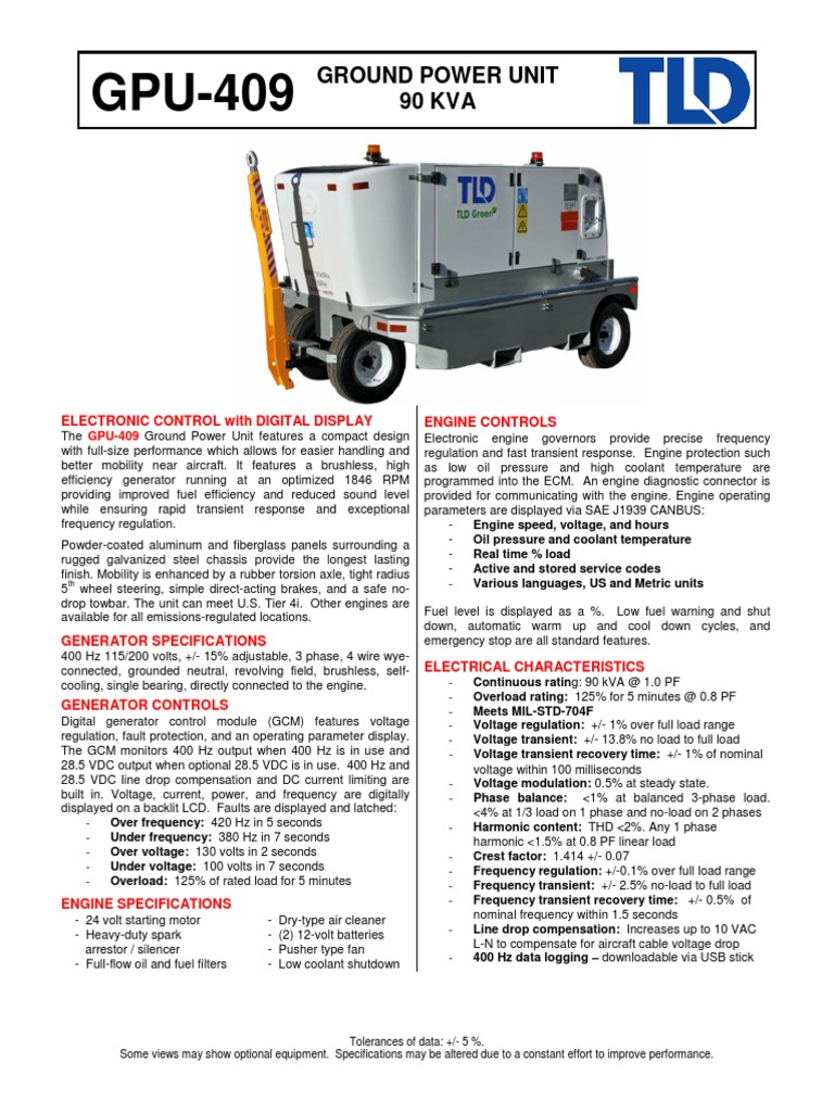 GPU-409 Datasheet | PDF | Engines | Electric Generator
