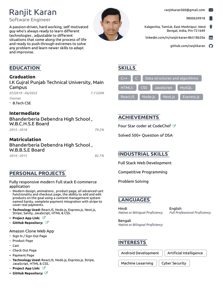 Ranjit's Resume | PDF | Java Script | Mobile App