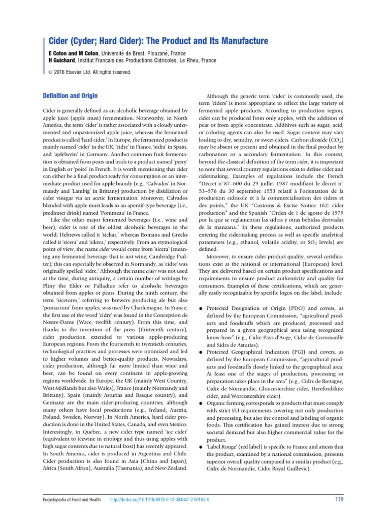 Cider Hard Ciderr The Product and Its Manufacture | PDF | Cider ...