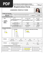 Tesda Learners Profile Form Mis 03 01 | PDF | English As A Second Or ...