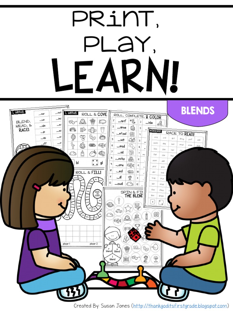 Six Engaging Print and Play Games to Practice Consonant Blends | PDF ...