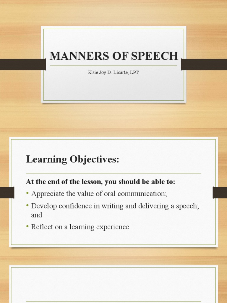 Manners of Speech | PDF | Credibility | Human Communication