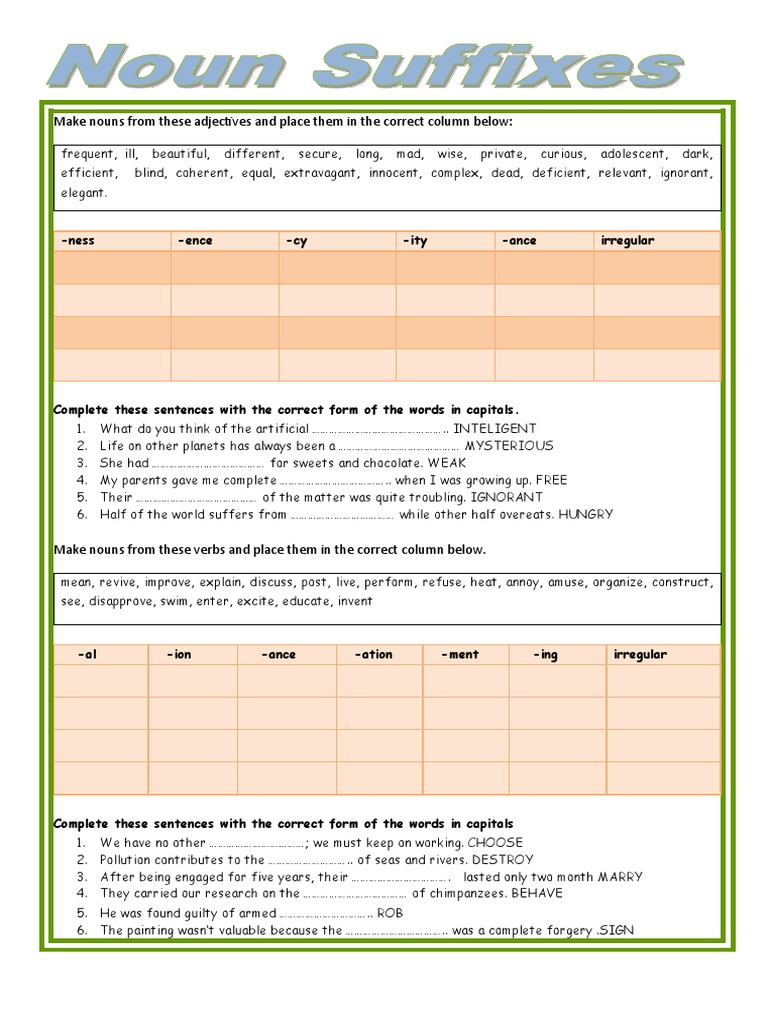 Noun-Adjective Suffixes | PDF | Adjective | Noun