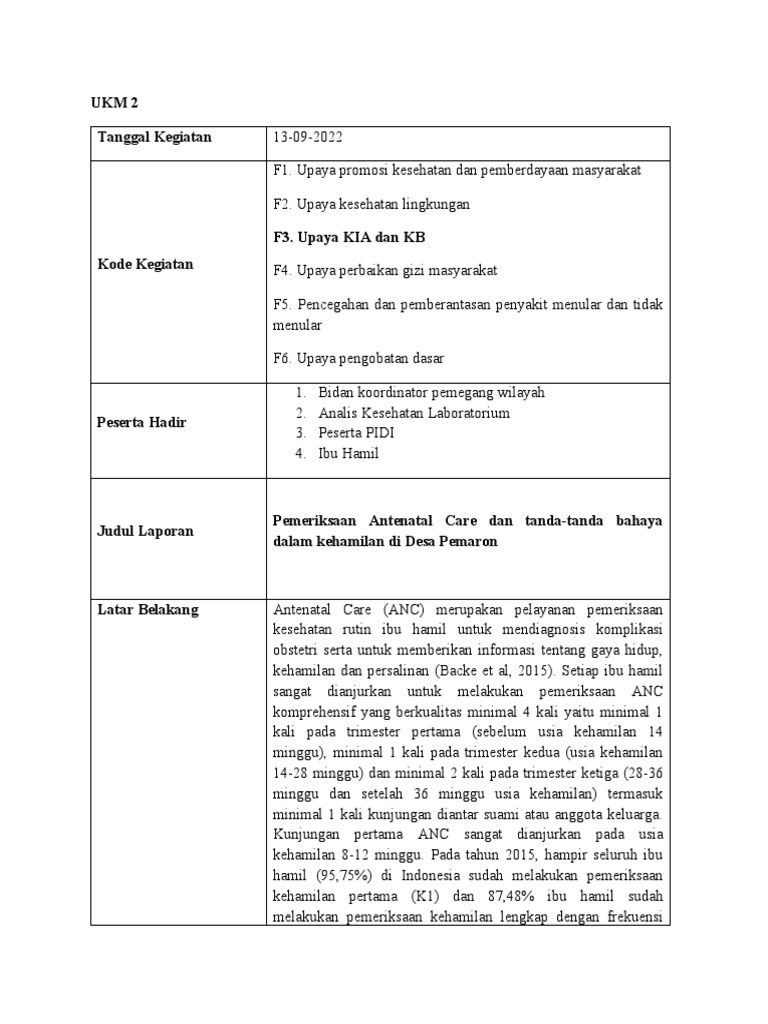 Ukm 2 Pemeriksaan Anc k1-k3 Dita | PDF