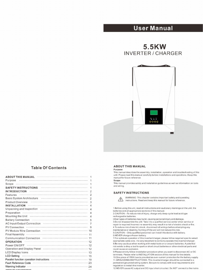 Sunpax Solar Inverter User Manual | PDF