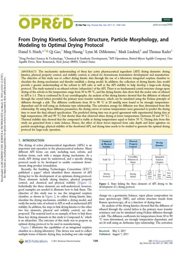 From Drying Kinetics, Solvate Structure, Particle Morphology, and ...