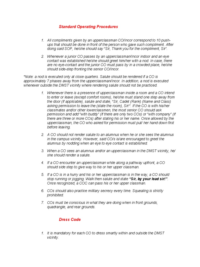 Standard Operating Procedures Uinversity of The Philippines DIliman ...