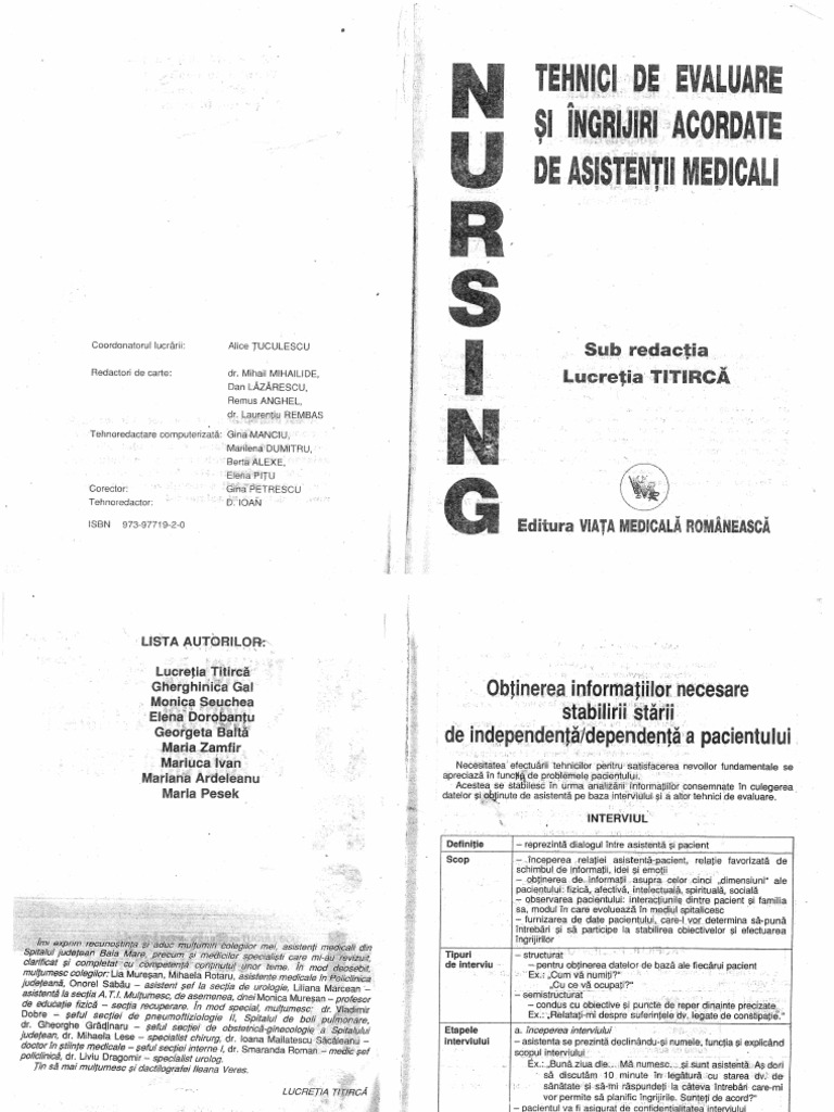 Nursing-Tehnici de Evaluare Si Ingrijiri Acordate de Asistenti Medicali | PDF